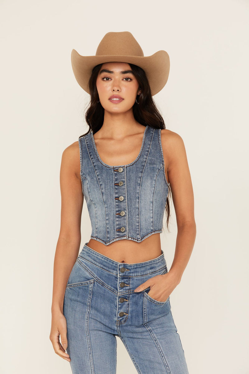 Ivywood Medium Wash Stretch Denim Vest